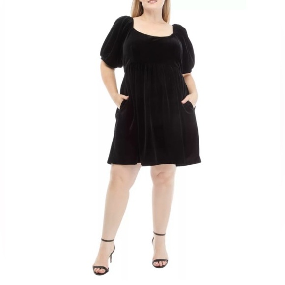 English Factory | Dresses | English Factoryplus Size Puff Sleeve Velvet ...